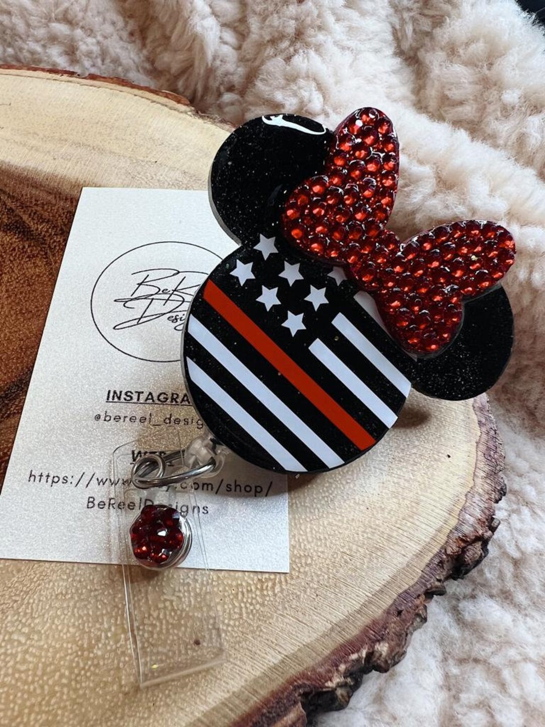 Thin Red Line Badge Reel, Firefighter Support Badge Holder - Etsy