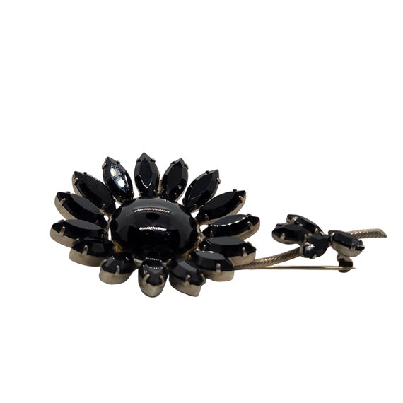Black Flower Vintage Pin - Gem