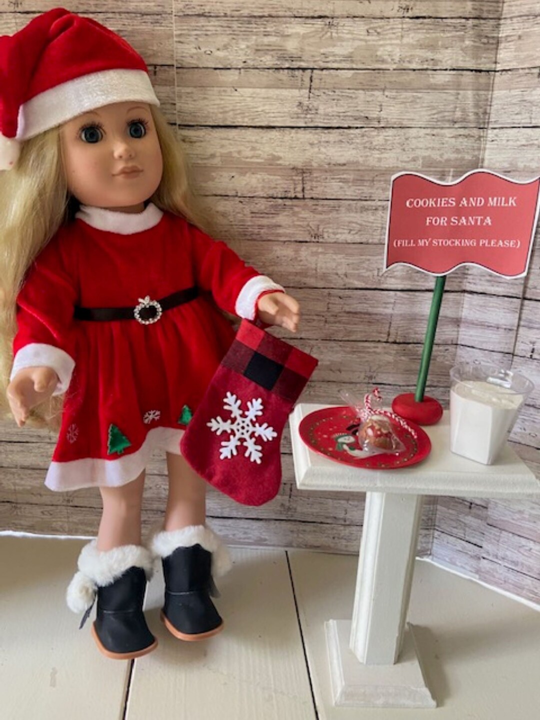 18 Doll Santa Milk, Cookie, Tray & Stocking ready for Christmas Eve ...