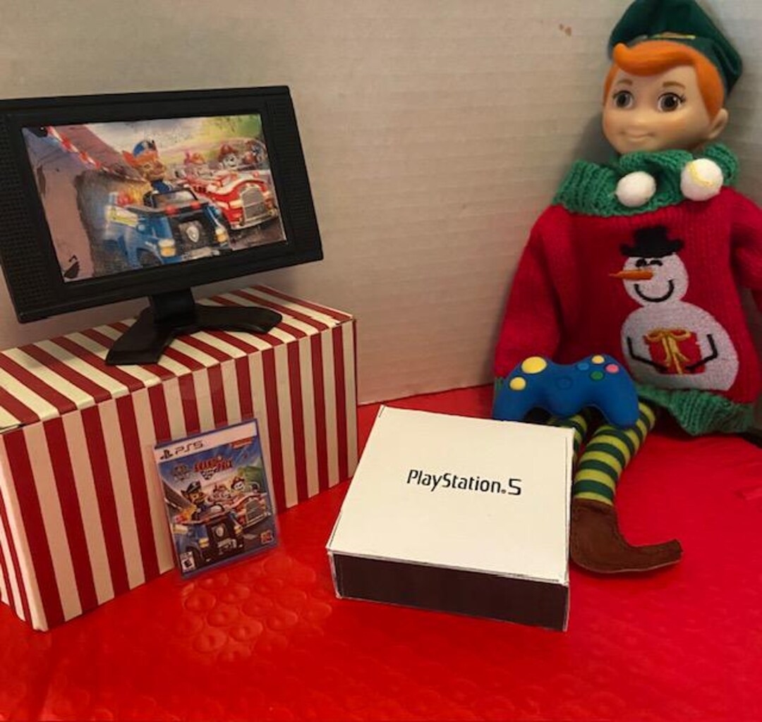 Elf Size PS5 Paw Patrol Grand Prix Prop Set, TV, Controller, Pretend ...