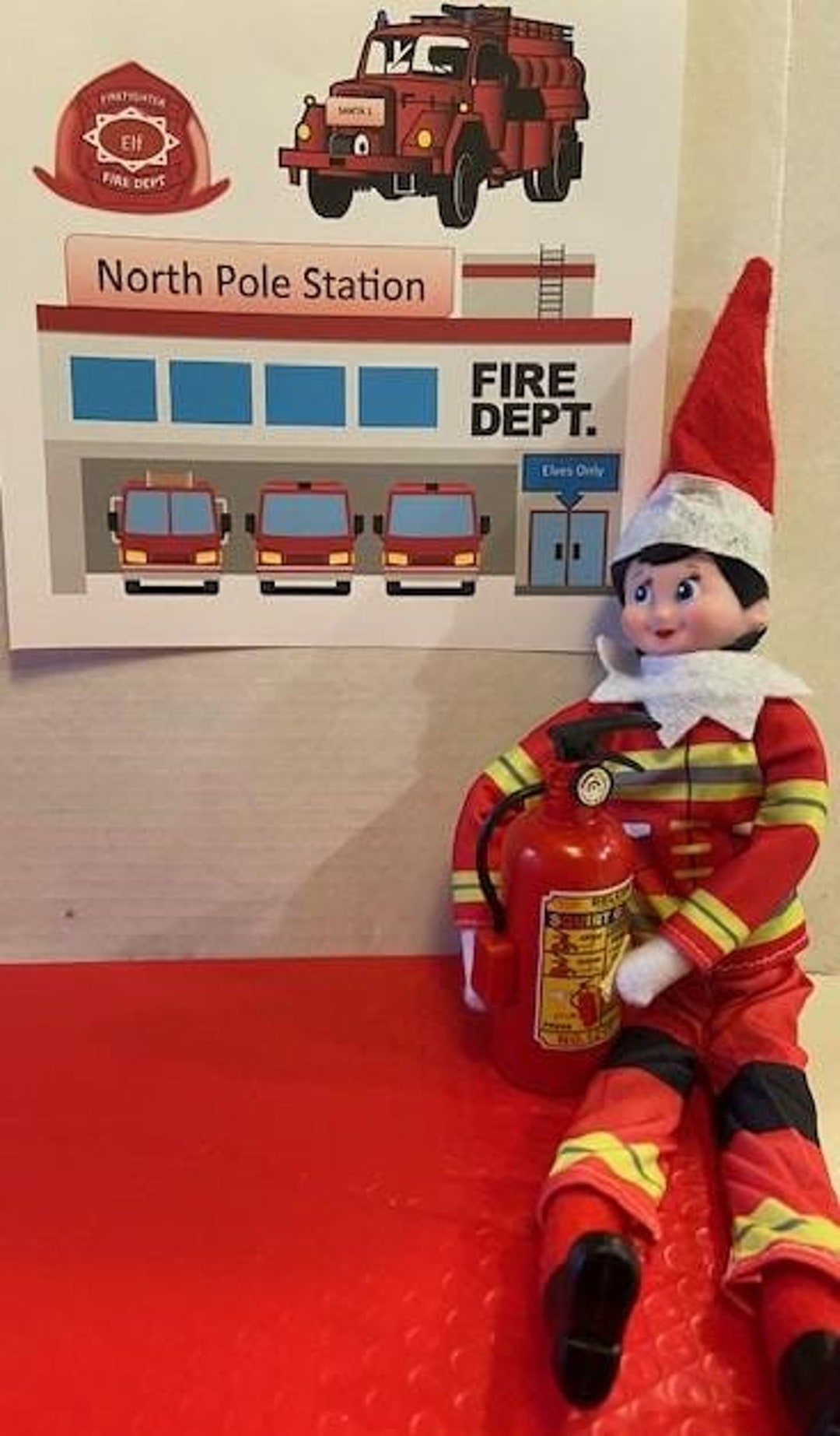Elf Size Fire Fighter Set: Background, Outfit With Black Boots ...