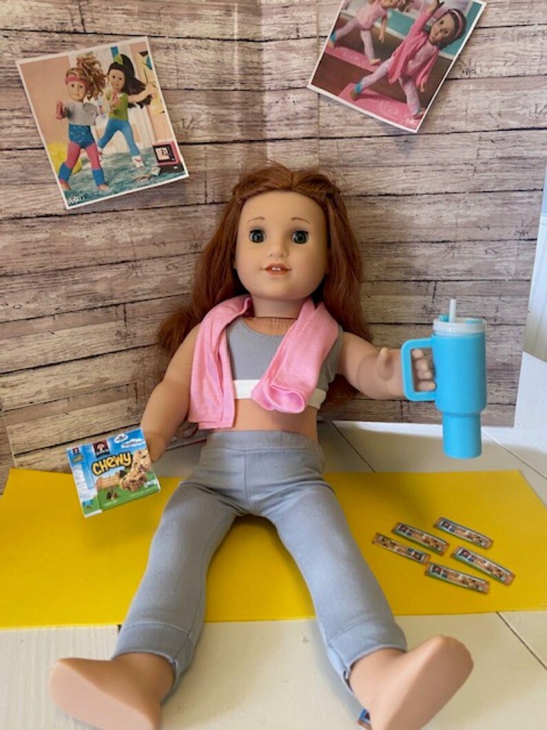 American Girl Doll Gymnastics Tumbling Outfit: Stanley Cup, Mat & Snack ...