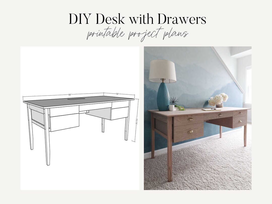 Desk With Drawers Plans Printable PDF Woodworking Plans - Etsy