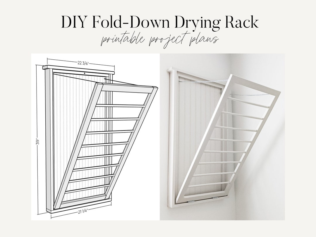 Fold Down Drying Rack Plans Printable PDF Woodworking Plans Etsy fold-down-drying-rack-plans-printable-pdf-woodworking-plans-etsy