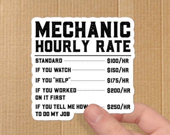 Mechanic Hourly Rate Sticker - Etsy