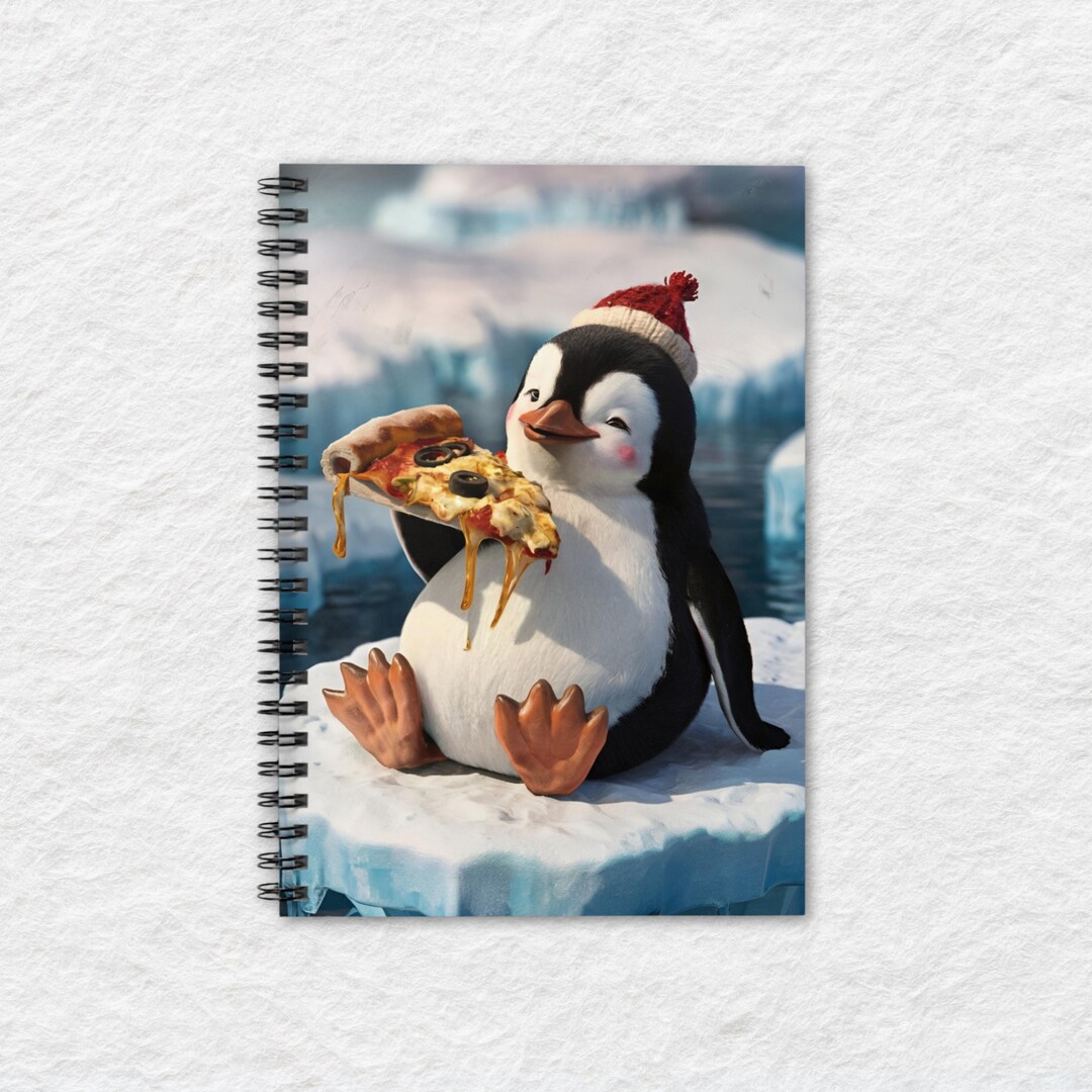Penguin Pizza, Baby Penguin, Cute Penguin, Penguin Notebook, Pizza ...