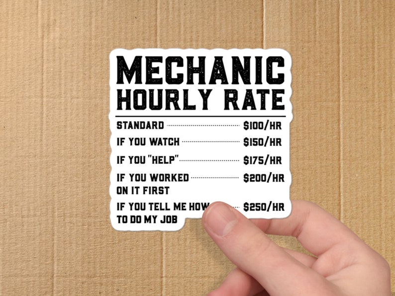 Mechanic Hourly Rate Sticker - Etsy