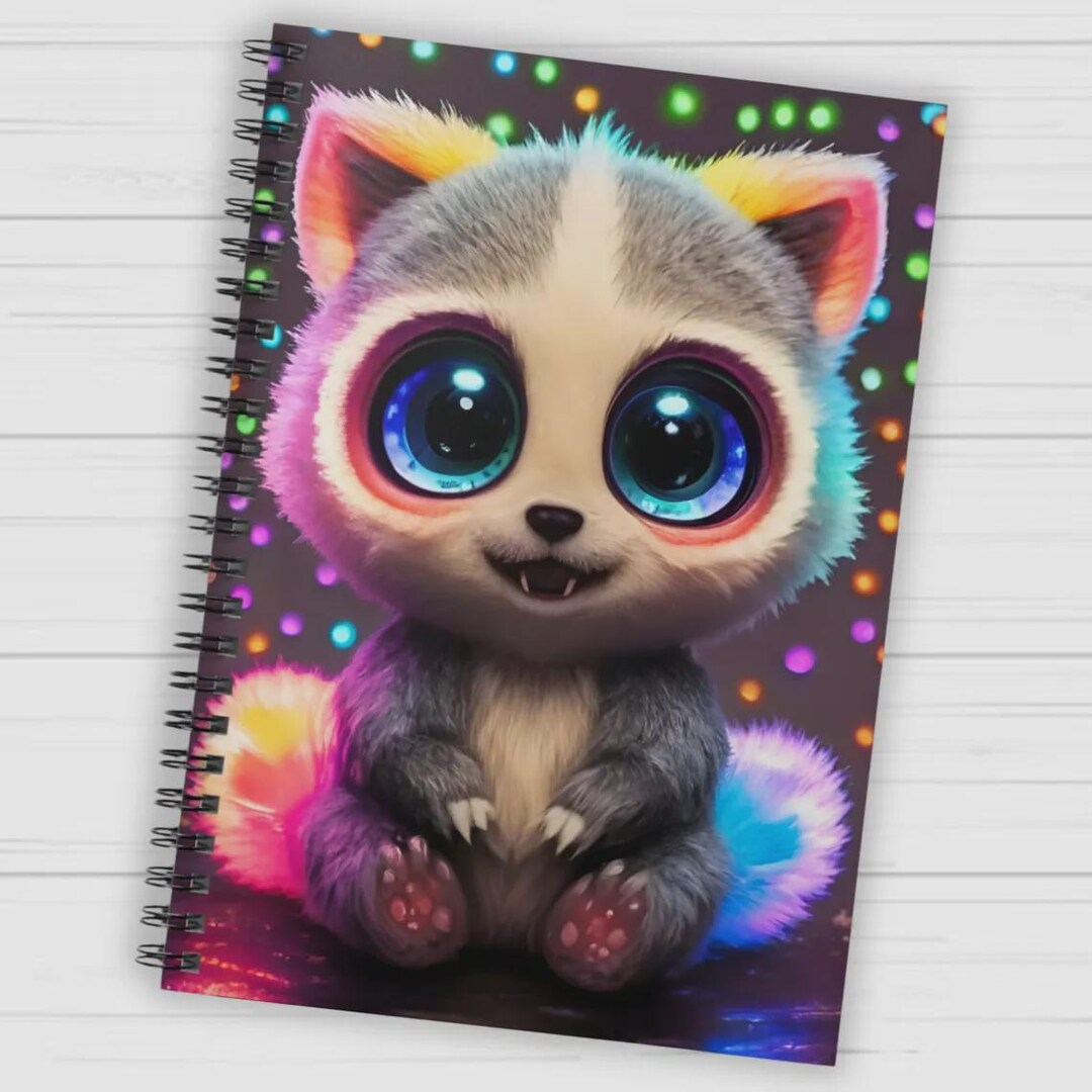 Cute Big Eye Animal Notebook – Furry Creature Journal, Pastel Glow ...