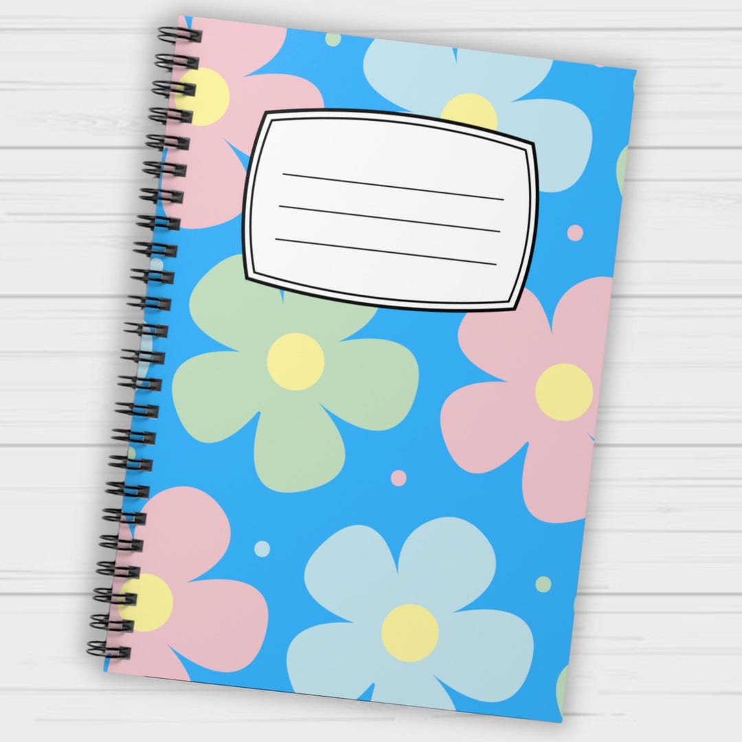 Cute Floral Spiral Notebook, Pastel Flower Notebook, Aesthetic Journal ...