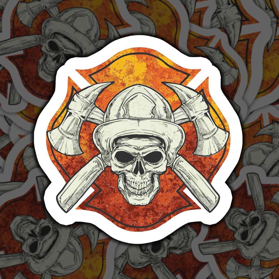 Fireman Skull, Skull Sticker, Firefighter Decal, Skull Art, Fireman ...