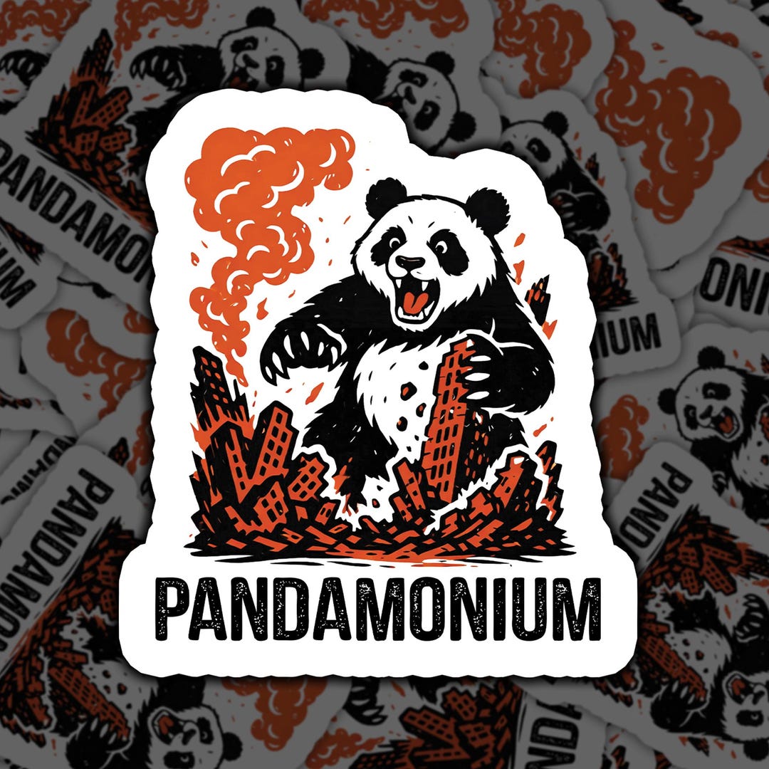 Pandamonium Panda Sticker, Funny Panda Chaos Sticker, Bear Graphic ...