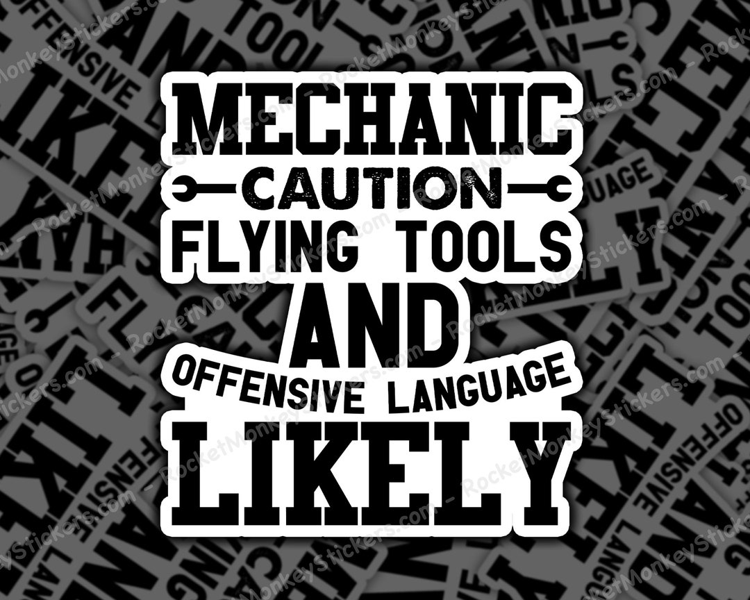 Mechanic Caution Flying Tools Sticker - Etsy