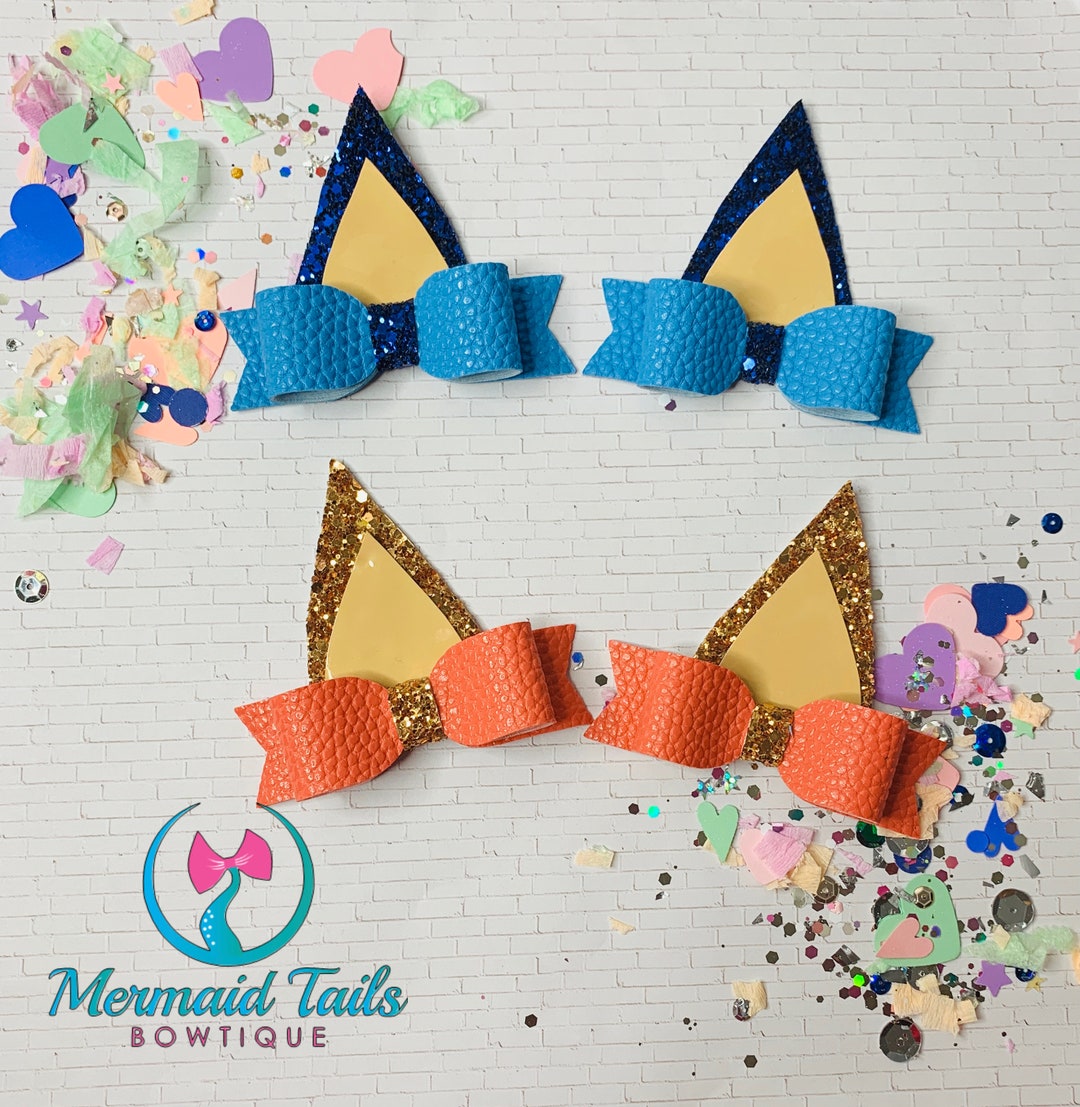 Blue Dog Ears Pig Tail Set, Heelers Sisters Ears Bows, B Luey Hair ...