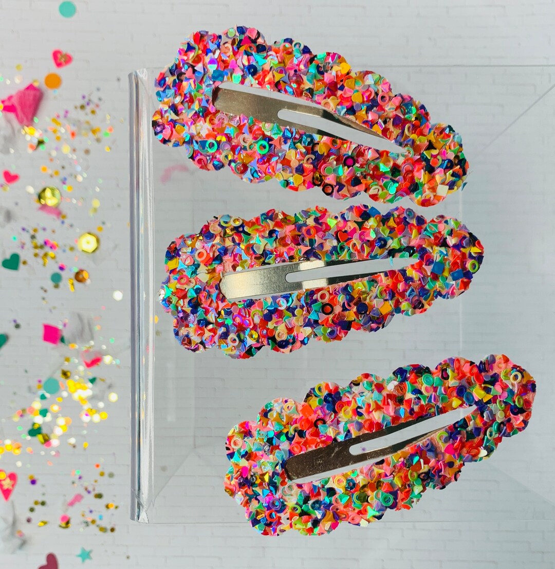 Jumbo Snap Clip With Neon Colors, Glitter Snap Clip, Hair Accessories ...