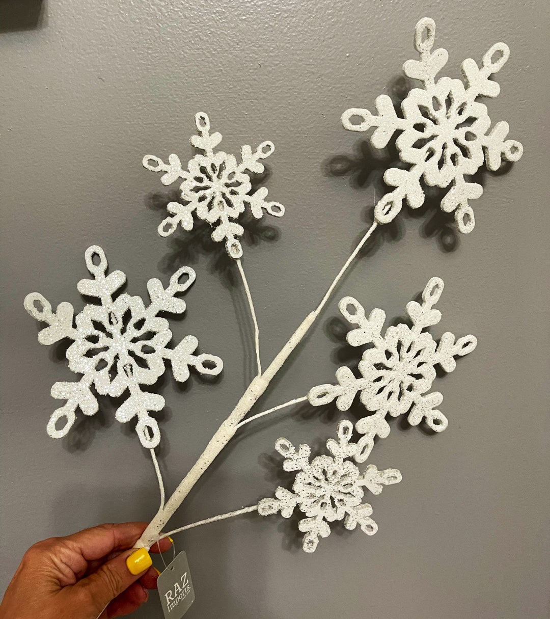 Snowflake Pick, Wreath Attachment, Snowflake Spray, Holiday Decoration ...