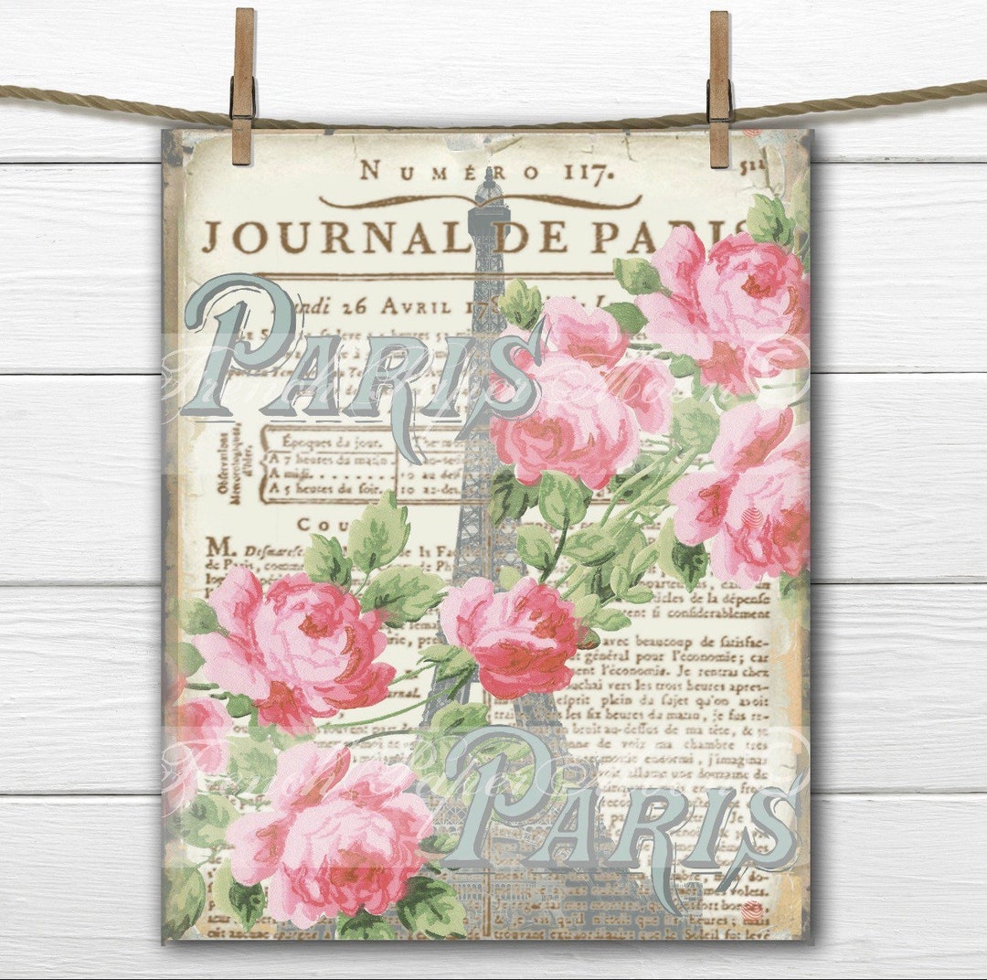 Eiffel Tower and Roses Sign, Wreath Attachment, Craft Supplies, Metal ...