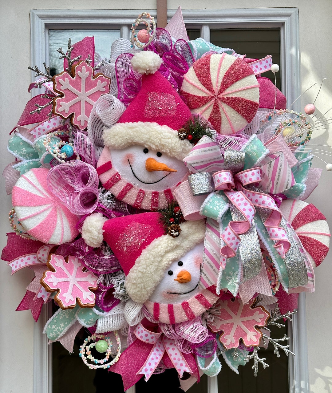 Snowman Wreath, Winter Wreath, Snowman Decor, Christmas Gift, Christmas ...