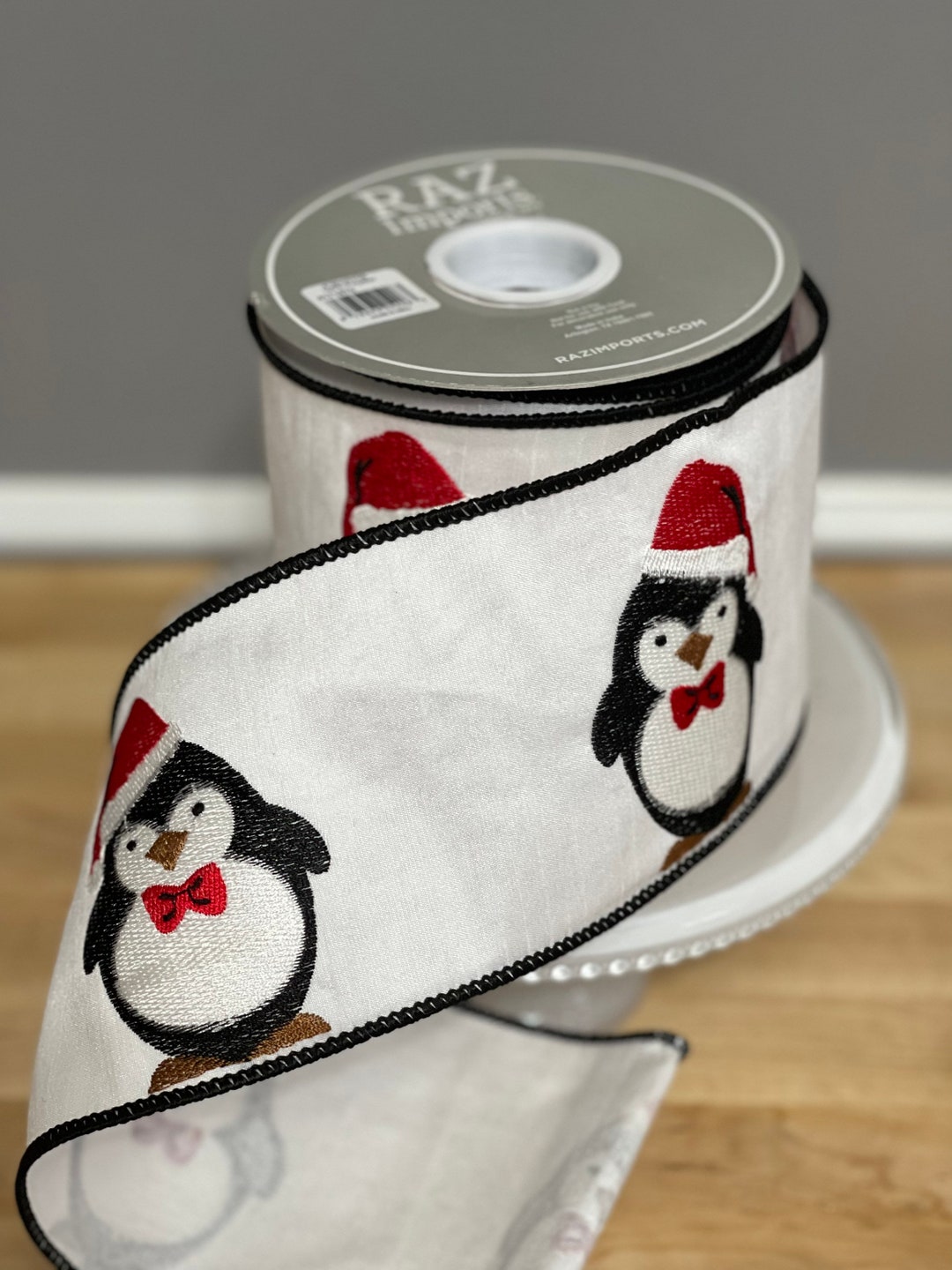 Designer Ribbon, 4inx10yds, Penguin Ribbon, Craft Supplies, Wreath ...