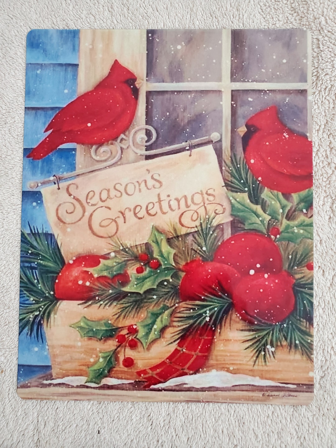 Christmas Sign, Cardinal Sign, Wreath Attachment, Metal Sign ...