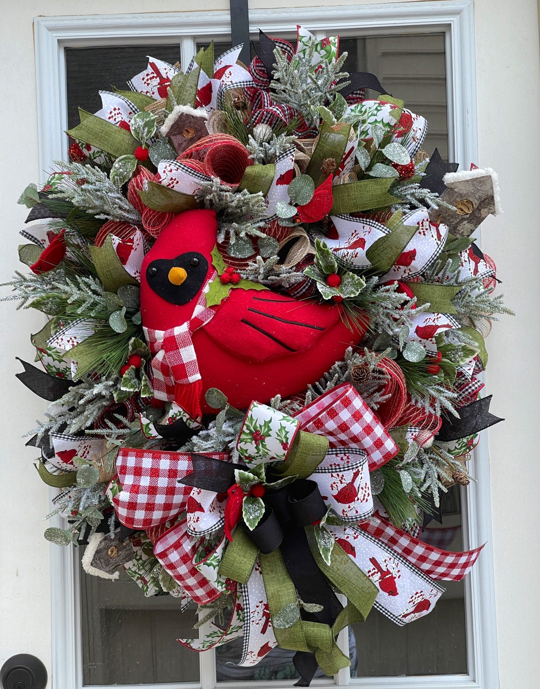 Cardinal Wreath for Front Door, Winter Wreath, Cardinal Decor ...