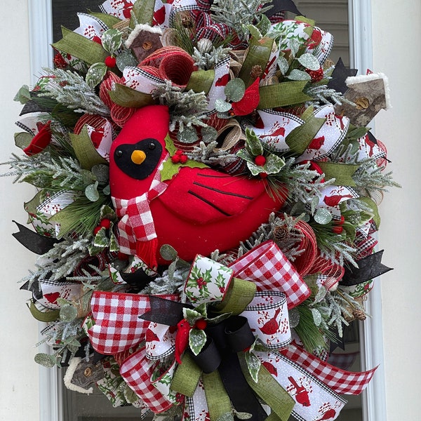 Cardinal Wreath - Etsy