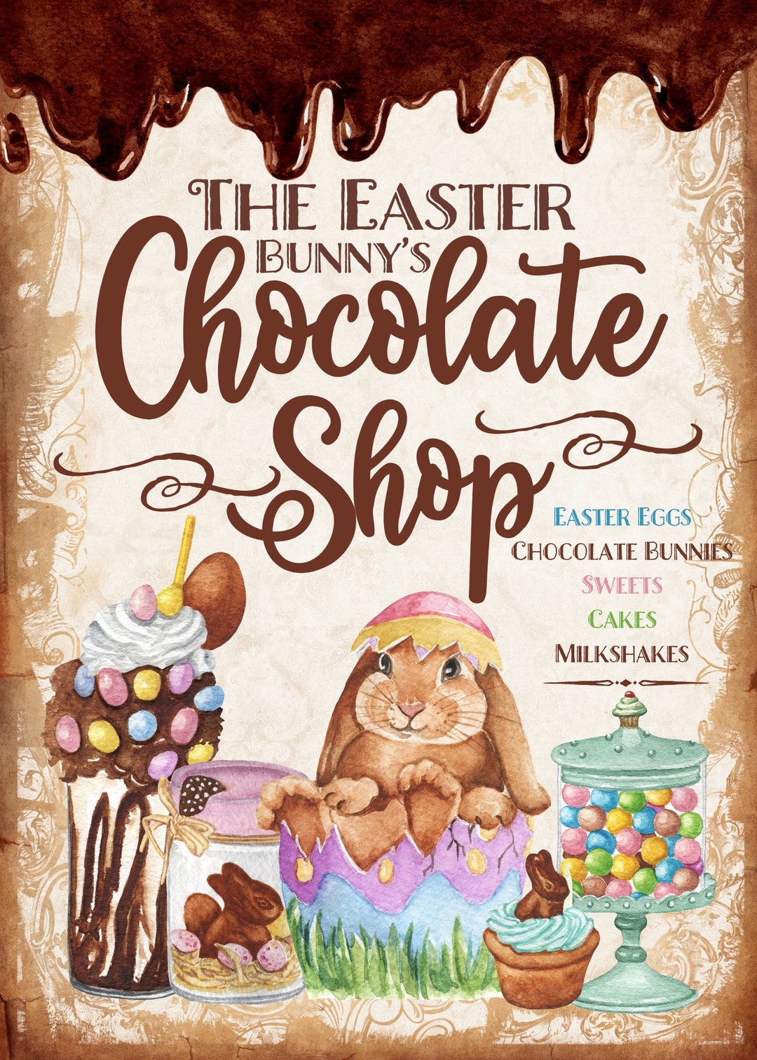 Easter Sign, Easter Bunny Sign, Chocolate Bunny Sign, Easter Wreath ...