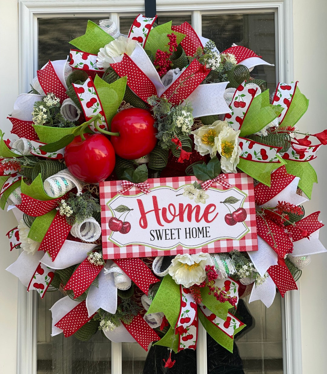 Cherry Wreath, Front Door Decor, Farmhouse Decor, Summer Wreath ...