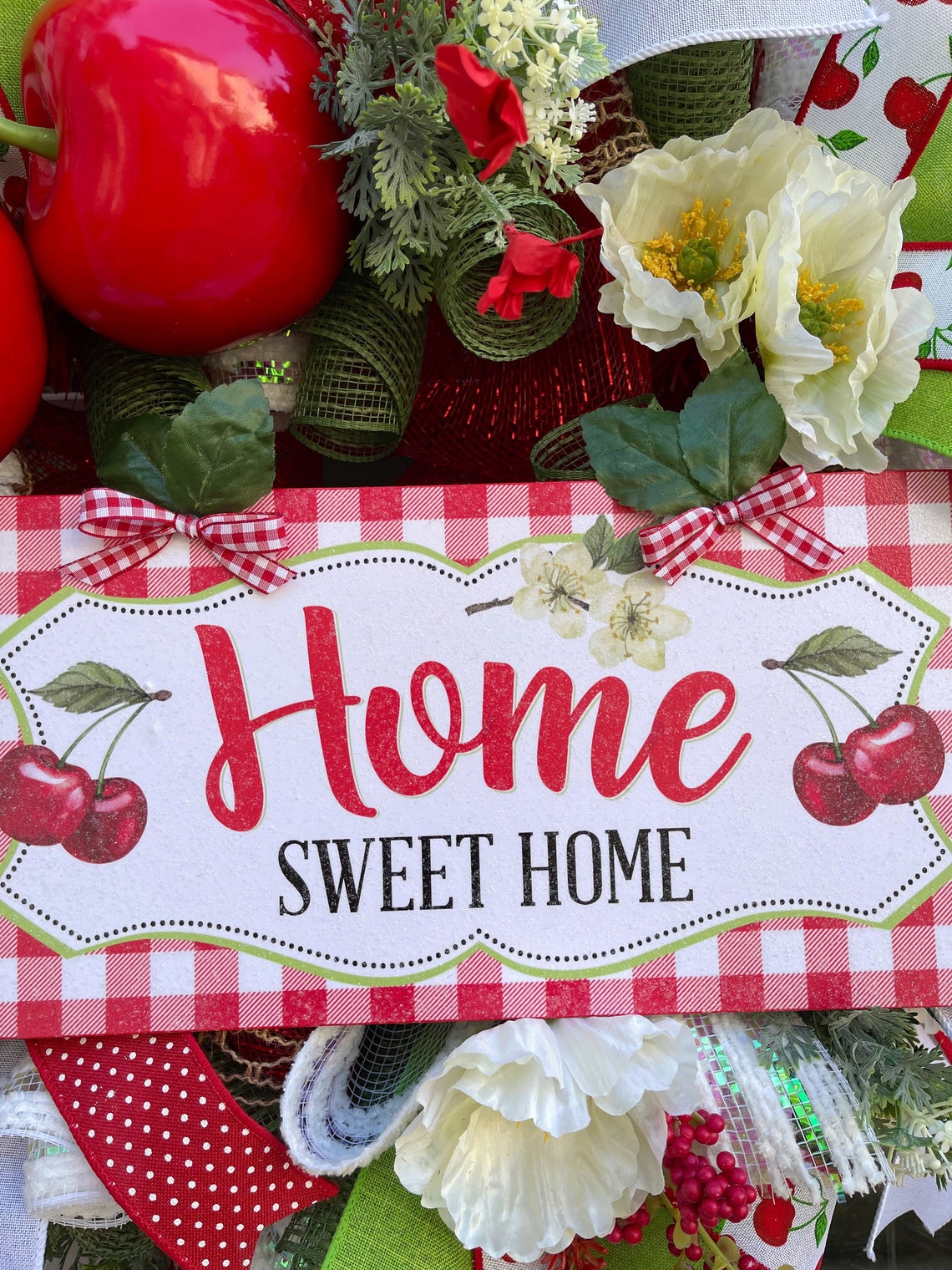 Cherry Wreath Front Door Decor Farmhouse Decor Summer - Etsy