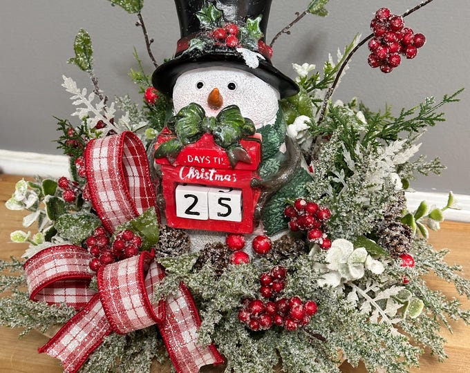 Snowman Christmas Countdown Centerpiece: Winter Holiday Table Decr ...