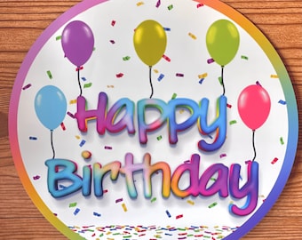Happy Birthday Round Sign - Etsy
