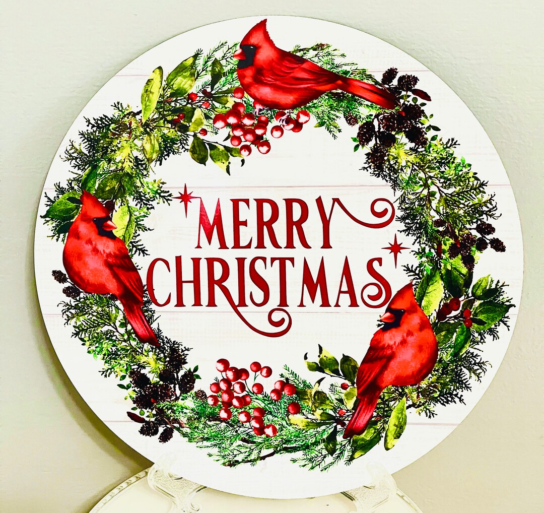 Merry Christmas Sign Cardinal Sign Holiday Decoration Metal - Etsy