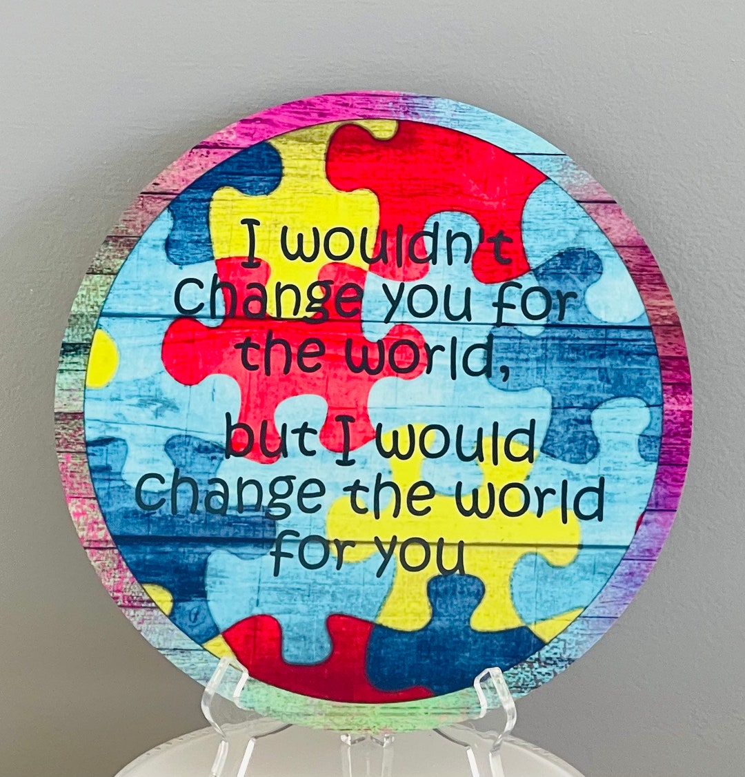 Autism Awareness Sign, Wreath Attachment, Round Metal Sign, Craft ...