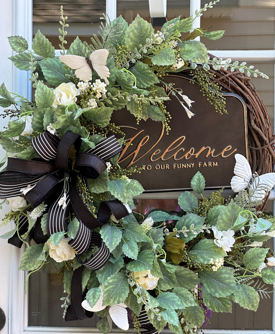 Everyday Welcome Wreath for Front Door, Rose Wreath, Classic Decor ...
