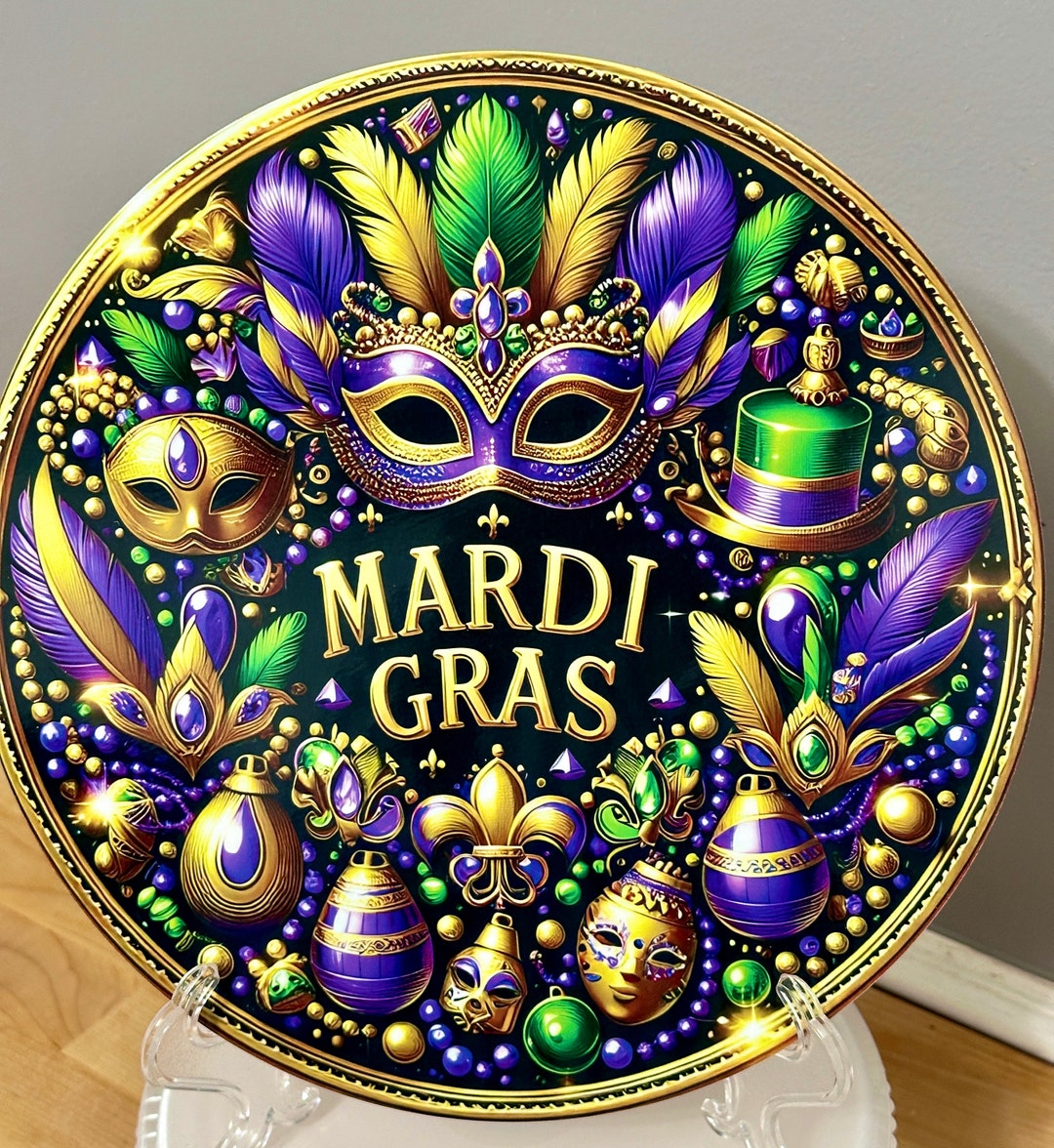 Mardi Gras Sign, Wreath Sign, Metal Sign, Mardi Gras Deco, Festive ...