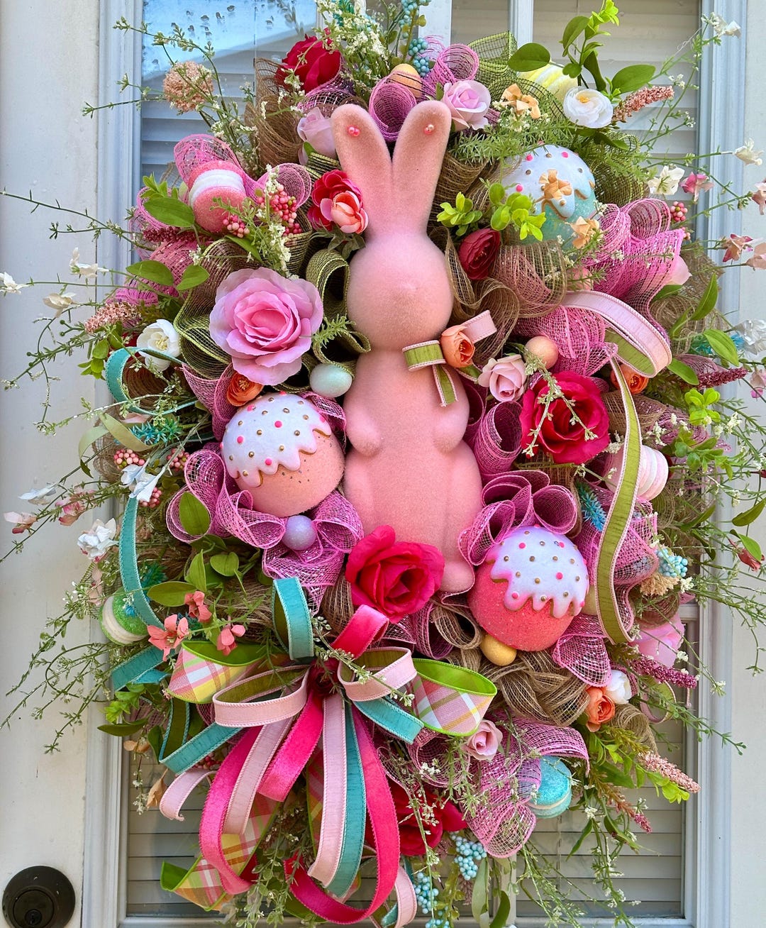 Easter Bunny Wreath for Front Door, Bunny Wreath, Sweets Wreath ...