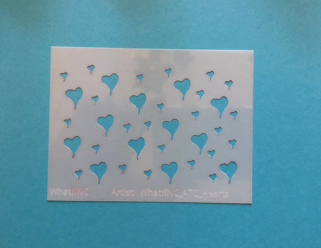 Stencil Whatifnc Hearts 3x4 ATC - Etsy