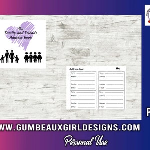 Address Book Printable Purple Cover Contacts Page Address - Etsy