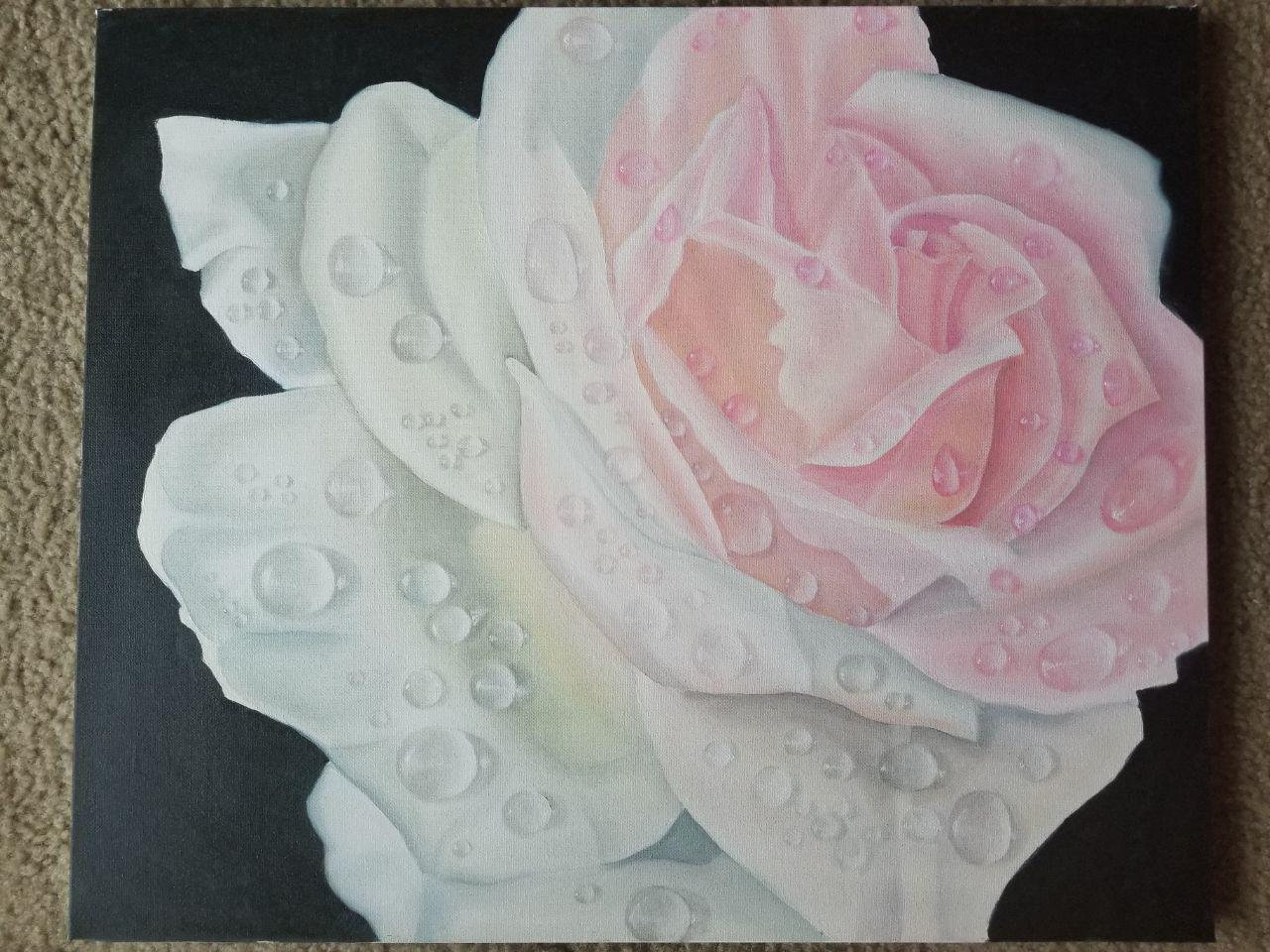 Large Pink Rose Original Oil Painting Flowers Hyperrealism Wall Decor ...