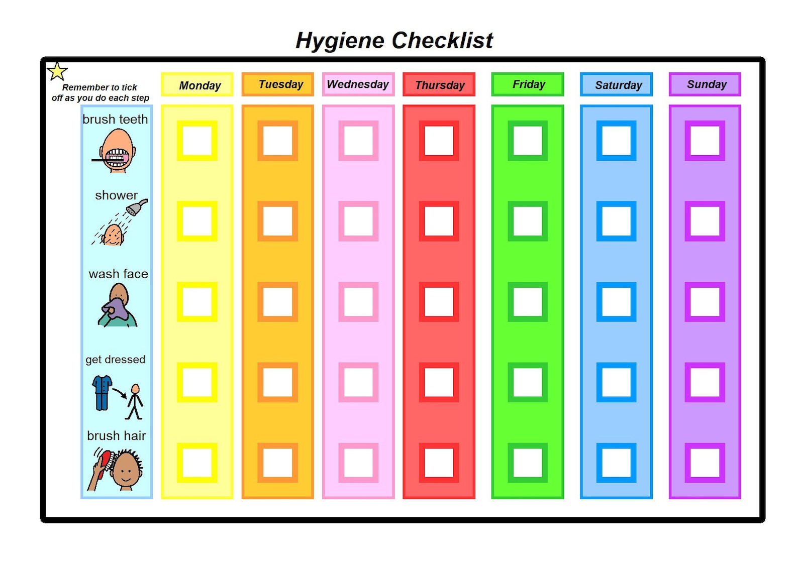 Printable Hygiene Checklist Autism - Etsy