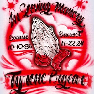 Airbrush T Shirt Praying Hands Sunrise,sunset Name Design - Etsy
