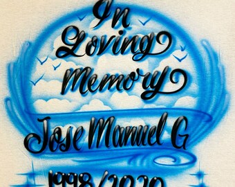 Airbrush T Shirt in Loving Memory - Etsy
