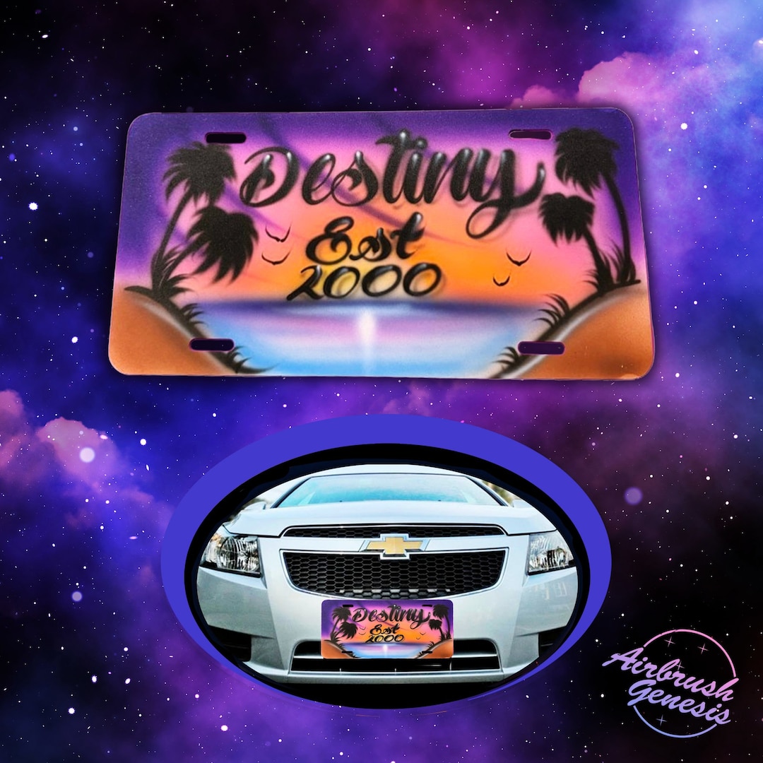 Personalized Airbrushed License Plate - Handcrafted Car Art - Custom ...