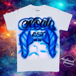Custom Airbrushed Wings & Halo Angel T-shirt | Personalized Angelic ...