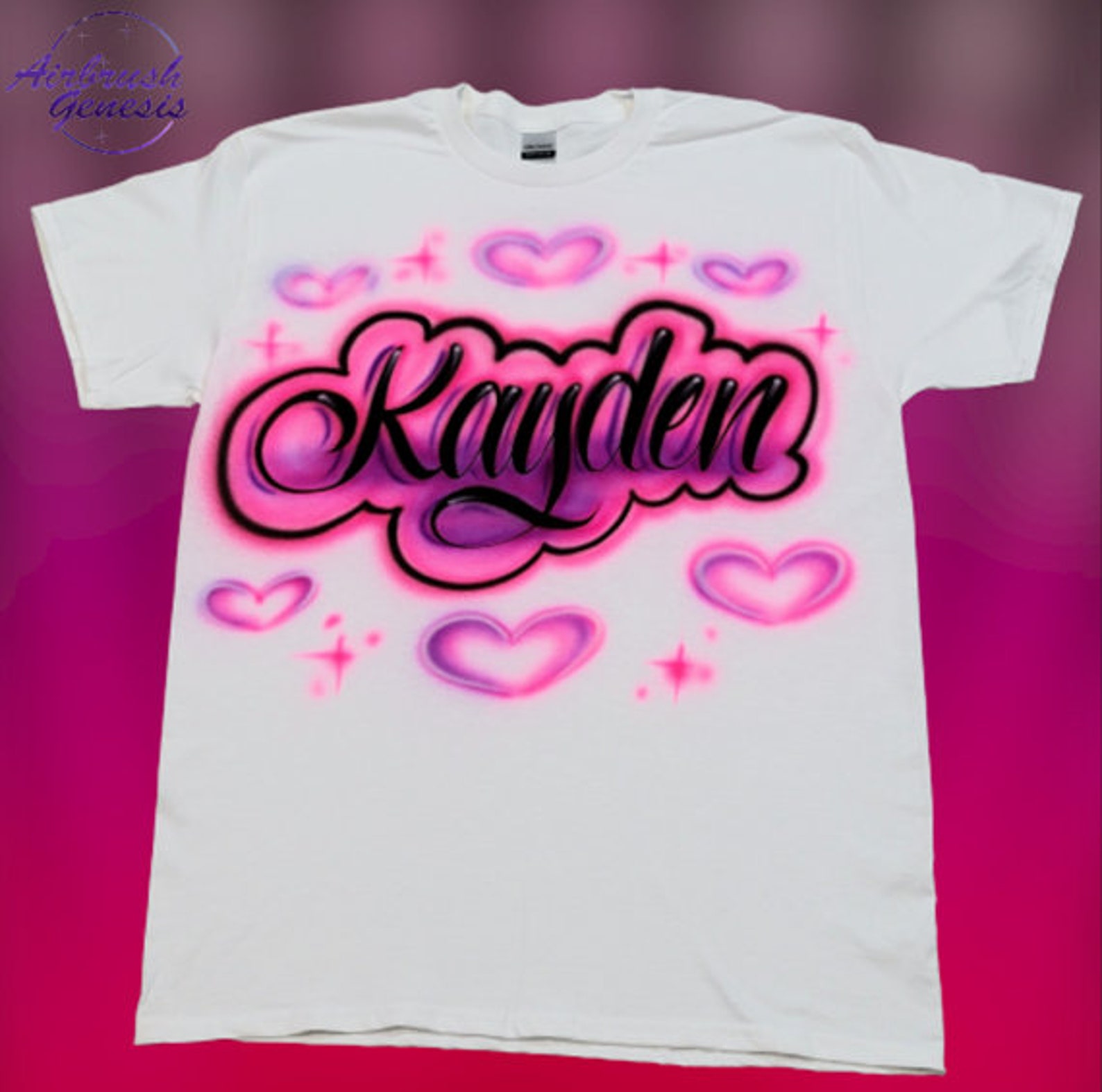 Airbrush T Shirt Script Name - Etsy