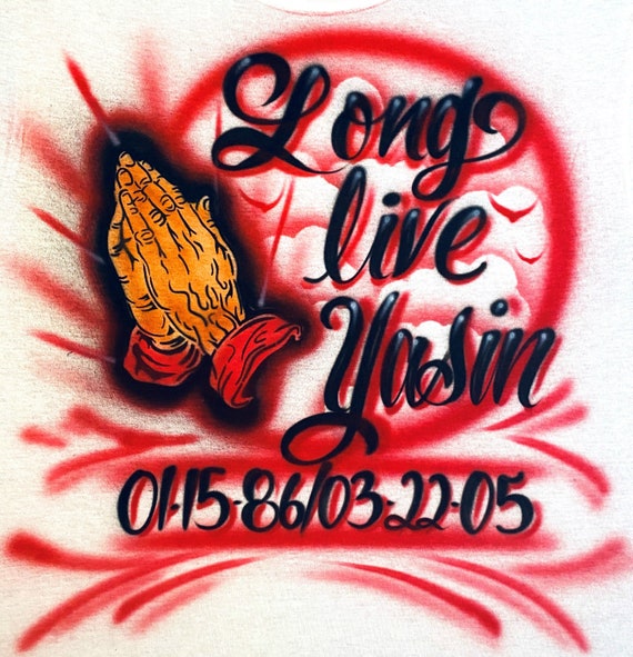 Airbrush T Shirt Praying Hands Long Live Name Design - Etsy