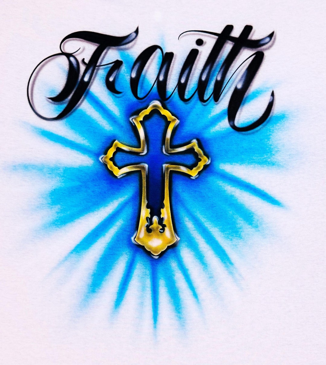 Custom Airbrushed Cross T-shirt - Etsy