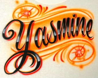 Airbrush T Shirt Script Name With Butterflies | Etsy