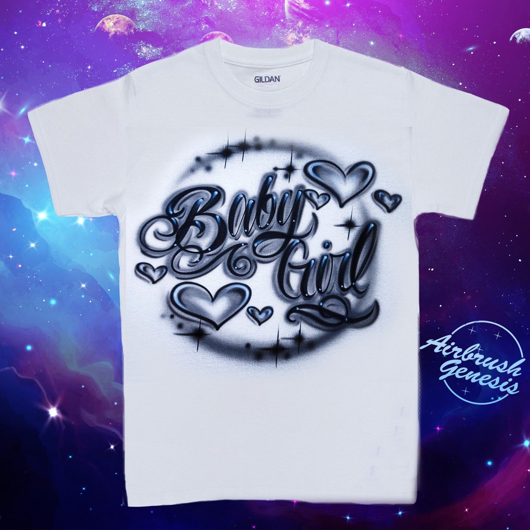 Airbrush T Shirt Script Hearts Name - Etsy