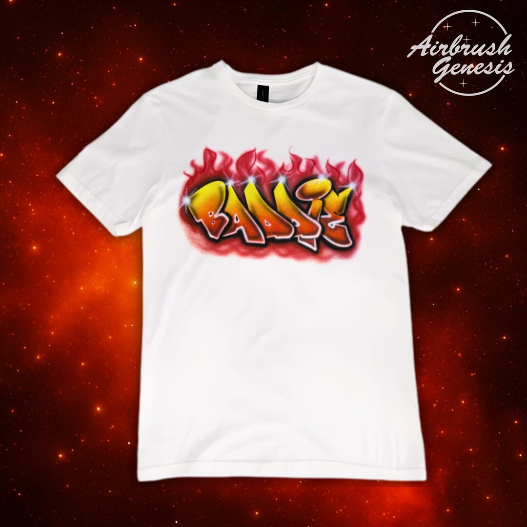 Airbrush Flaming Graffiti Name Design T Shirt - Etsy