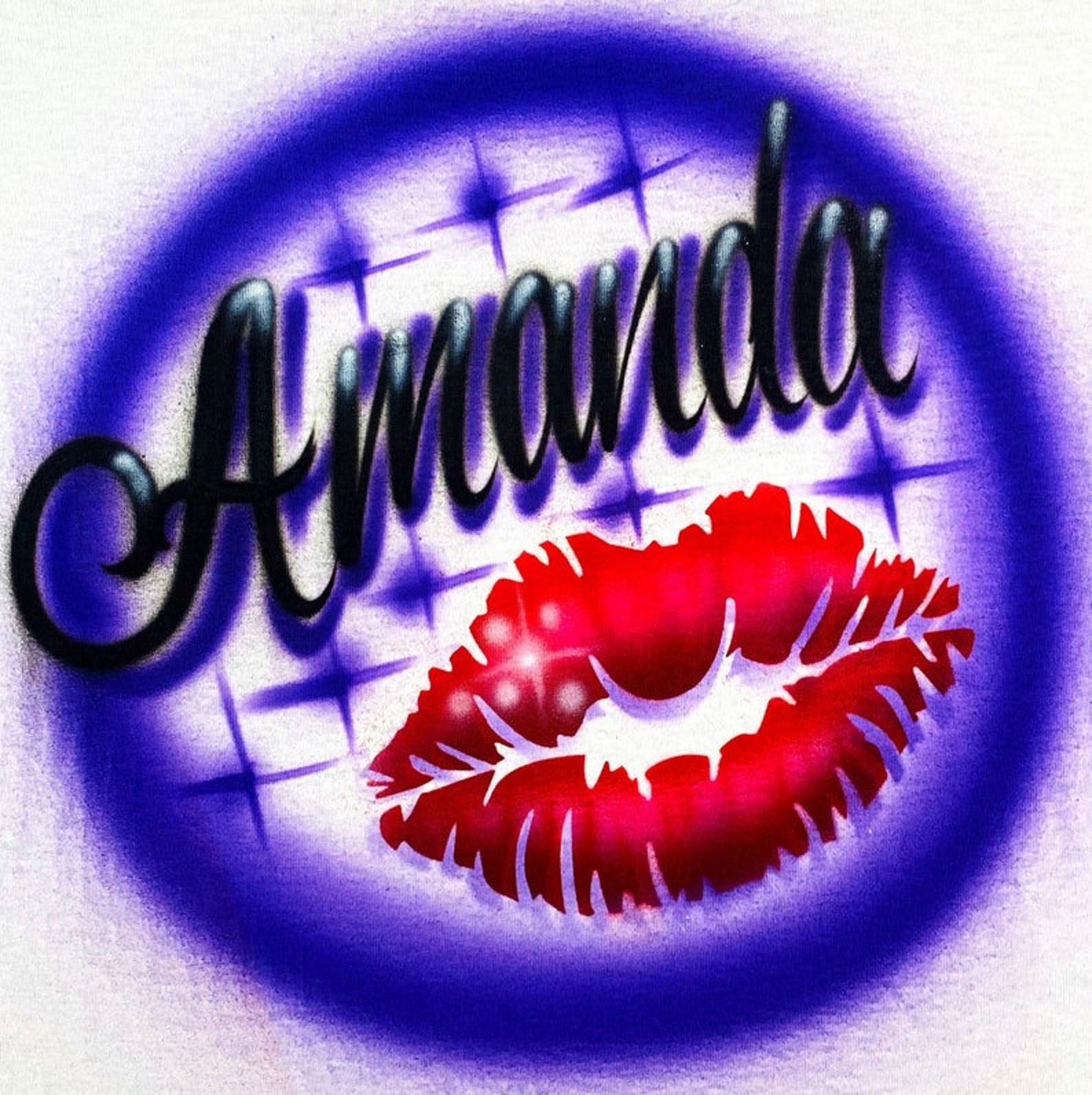 Airbrush T Shirt Lips Custom Script Name - Etsy